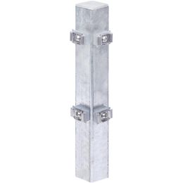 Eckpfosten Alberts "Doppelstabmattenzaun", silber, H:120cm T:6cm, Stahl, Zaunpfosten, inkl. Klemmlasche, feuerverzinkt, H&ouml;he: 120 - 200 cm