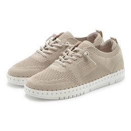 Sneaker ELBSAND "Freizeitschuh, Slip-On-Sneaker", Damen, Gr. 36, beige (hellgrau), Obermaterial: 64% Textilmaterial, 36% Lederimitat. Decksohle: 100% Textilmaterial. Futter: 83% Textilmaterial, 17% Lederimitat. Laufsohle: 100% Synthetik, unifarben, Basic, Schuhe Sneaker, zum Reinschl&uuml;pfen mit elastischen Schn&uuml;rb&auml;ndern VEGAN