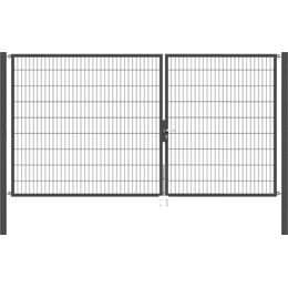 Zaundoppelt&uuml;r Alberts "Flexo", grau (anthrazit), B:350cm H:180cm, Stahl, Tore, in verschiedenen Abmessungen
