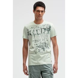 Rundhalsshirt CAMP DAVID, Jungen, Gr. M, faded mint, Single Jersey, Material: 100% Baumwolle, bedruckt, regular fit normal, Rundhals, eingesetzt gerader Abschluss, Shirts Rundhalsshirt, mit Kontrastn&auml;hten
