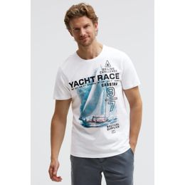 Rundhalsshirt Gaastra, Jungen, Gr. L, wei&szlig;, Jersey, Material: 97% Baumwolle, 3% Elasthan, bedruckt, regular fit normal, Rundhals, eingesetzt gerader Abschluss, Shirts Rundhalsshirt, mit Baumwolle