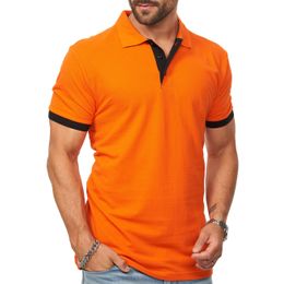 Poloshirt DAILY COTTON "Daily Cotton Poloshirt in Kurzarm als Freizeit Polo T-Shirt - Polo-Hemd f&uuml;r Herren", Jungen, Gr. M, orange (orange, schwarz), Obermaterial: 100% Baumwolle CO., B&uuml;ndchen kontrastfarben, Shirts, M&auml;nner Polohemd im Regular-Fit in Piqu&eacute;-Qualit&auml;t
