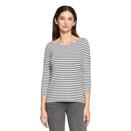 3/4-Arm-Shirt Betty Barclay "Damen mit Ringel", Damen, Gr. 36, wei&szlig; (wei&szlig;, dunkelblau), Jersey, Obermaterial: 95% Viskose, 5% Elasthan, Basic, tailliert normal, U-Boot-Ausschnitt, Shirts 3/4-Arm-Shirt