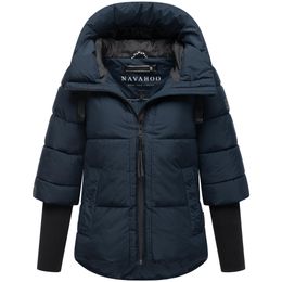 Steppjacke Navahoo "Lotusherz XIV", Damen, Gr. S (36), blau (dunkelblau), Obermaterial: 100% Polyester. Innenfutter: 100% Polyester. Wattierung: 100% Polyester. &Auml;rmelfutter: 100% Polyester, figurumspielend h&uuml;ftbedeckend, hoch geschlossener Ausschnitt, eng Rippstrickb&uuml;ndchen, Jacken Steppjacke, Warme gesteppte Winterjacke mit Rippstrick&auml;rmeln