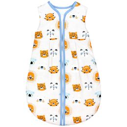 Babyschlafsack TUPTAM "Kugelschlafsack Baby Ganzjahres Schlafsack &Auml;rmellos Wattiert" Gr. 56, orange (tierk&ouml;pfe orange blau wei&szlig;), Schlafs&auml;cke, Baby, L: 62cm, Obermaterial: 100% Baumwolle CO., L:62cm