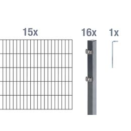 Doppelstabmattenzaun Alberts "Grundset", anthrazit, H:80cm, Stahl, Zaunelemente, H&ouml;he: 80-200 cm, Gesamtl&auml;nge: 4-30 m, zum Einbetonieren