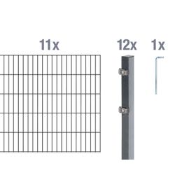 Doppelstabmattenzaun Alberts "Grundset", anthrazit, H:200cm, Stahl, Zaunelemente, H&ouml;he: 80-200 cm, Gesamtl&auml;nge: 4-30 m, zum Einbetonieren