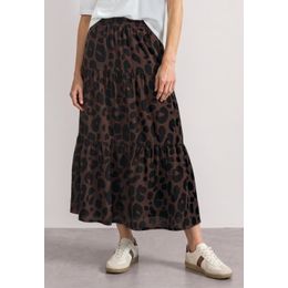 Maxirock Street One, Damen, Gr. 32, molten earth, Stoff, Obermaterial: 100% Viskose. Unterkleid: 100% Modal, normal kn&ouml;chellang, R&ouml;cke Maxirock, mit Leo-Muster