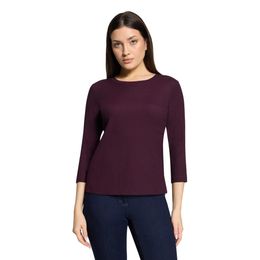 3/4-Arm-Shirt Betty Barclay "Damen mit Rundhalsausschnitt", Damen, Gr. 36, schwarz aubergine, Obermaterial: 98% Polyester, 2% Elasthan, tailliert normal, Rundhals, Shirts 3/4-Arm-Shirt
