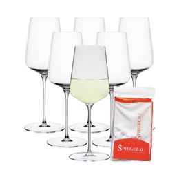 Wei&szlig;weinglas Spiegelau "Wei&szlig;weingl&auml;ser + Poliertuch Definition 430 ml 6er Set transparent", bunt (transparent), Glas, Trinkgef&auml;&szlig;e, Wei&szlig;weinglas