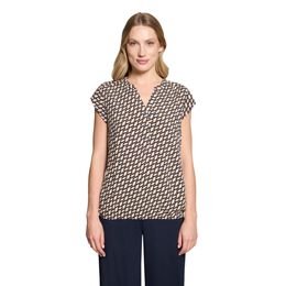 Schlupfbluse Betty Barclay "Damen kurzarm", Damen, Gr. 38, dunkelblau, braun, Obermaterial: 100% Viskose, figurumspielend normal, Rundhals, Blusen Schlupfbluse