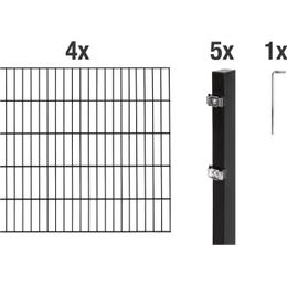 Doppelstabmattenzaun Alberts "Grundset", schwarz, H:120cm, Stahl, Zaunelemente, H&ouml;he: 80-200 cm, Gesamtl&auml;nge: 4-30 m, zum Einbetonieren