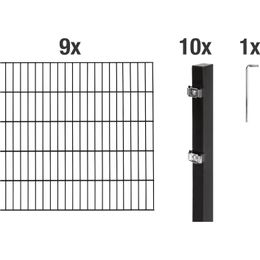 Doppelstabmattenzaun Alberts "Grundset", schwarz, H:80cm, Stahl, Zaunelemente, H&ouml;he: 80-200 cm, Gesamtl&auml;nge: 4-30 m, zum Einbetonieren