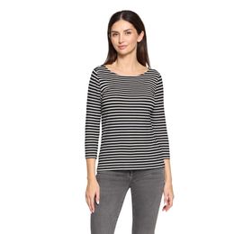 3/4-Arm-Shirt Betty Barclay "Damen mit Ringel", Damen, Gr. 36, schwarz-wei&szlig; (schwarz, wei&szlig;), Jersey, Obermaterial: 95% Viskose, 5% Elasthan, Basic, tailliert normal, U-Boot-Ausschnitt, Shirts 3/4-Arm-Shirt