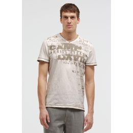 V-Shirt CAMP DAVID, Jungen, Gr. 4XL, wei&szlig;, Web, Material: 100% Baumwolle, bedruckt, regular fit normal, V-Ausschnitt, eingesetzt offene Naht, Shirts, mit Used-Kanten