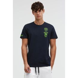 Rundhalsshirt CAMP DAVID, Jungen, Gr. M, blau, Web, Material: 97% Baumwolle, 3% Elasthan, bedruckt, regular fit normal, Rundhals, eingesetzt gerader Abschluss, Shirts Rundhalsshirt