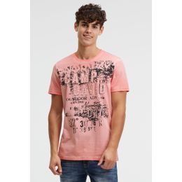 Rundhalsshirt CAMP DAVID, Jungen, Gr. M, wild salmon, Single Jersey, Material: 100% Baumwolle, bedruckt, regular fit normal, Rundhals, eingesetzt gerader Abschluss, Shirts Rundhalsshirt, mit Kontrastn&auml;hten