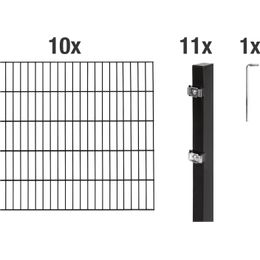 Doppelstabmattenzaun Alberts "Grundset", schwarz, H:80cm, Stahl, Zaunelemente, H&ouml;he: 80-200 cm, Gesamtl&auml;nge: 4-30 m, zum Einbetonieren