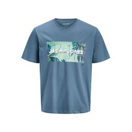 Jack & Jones Rundhalsshirt JACK & JONES "JJINDIANA TEE SS CREW NECK", Jungen, Gr. M, blau mirage, Jersey, Obermaterial: 100% Baumwolle, bedruckt, regular fit, Rundhals, Shirts Rundhalsshirt