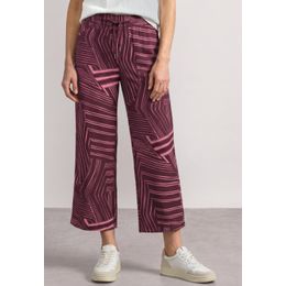 Stoffhose Street One, Damen, Gr. 32, L&auml;nge 26, lila (blush berry), Stoff, 100% Viskose, gemustert, loose fit 7/8-L&auml;nge, Hosen Stoffhose, High Waist