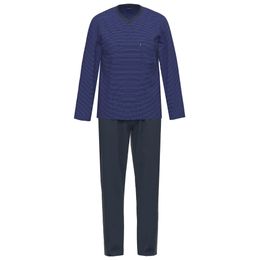 Schlafanzug Ammann "Schlafanzug lang Men / Nightwear", Herren, Gr. 106, blau (dunkelblau), Obermaterial: 100% Baumwolle CO., Homewear-Sets Schlafanzug