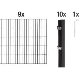 Doppelstabmattenzaun Alberts "Grundset", schwarz, H:140cm, Stahl, Zaunelemente, H&ouml;he: 80-200 cm, Gesamtl&auml;nge: 4-30 m, zum Einbetonieren