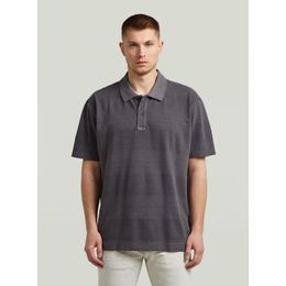 G-Star Raw Poloshirt G-STAR "Washed Jacquard Relaxed Polo", Herren, Gr. L, grau (petrol gd), Obermaterial: 100% Baumwolle, Shirts