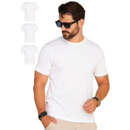 T-Shirt DAILY COTTON "Herren Basic Kurzarm Rundhals Shirt Crew-Neck O-Ausschnitt", Jungen, Gr. M, wei&szlig;, Obermaterial: 60% Baumwolle CO. 40% Polyester PES., Rundhals, Shirts T-Shirt, Herren Basic Kurzarm Rundhals Shirt Crew-Neck O-Ausschnitt