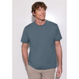 T-Shirt Street One MEN, Jungen, Gr. L (42), blau (vintage blau), Web, 100% Baumwolle, unifarben, normal normal, Rundhals, abgesteppt, Shirts T-Shirt, aus reiner Baumwolle
