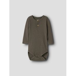 Langarmbody name it "NBMKAB LS BODY NOOS", M&auml;dchen, Gr. 50, N-Gr, braun (morel), Feinripp, Obermaterial: 57% Baumwolle, 38% Modal, 5% Elasthan, unifarben, regular fit, Rundhals, Bodys