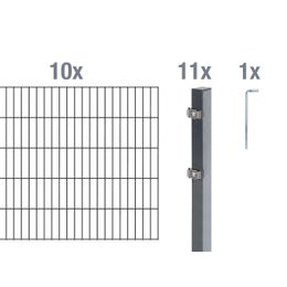 Doppelstabmattenzaun Alberts "Grundset", anthrazit, H:80cm, Stahl, Zaunelemente, H&ouml;he: 80-200 cm, Gesamtl&auml;nge: 4-30 m, zum Einbetonieren