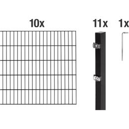 Doppelstabmattenzaun Alberts "Grundset", schwarz, H:140cm, Stahl, Zaunelemente, H&ouml;he: 80-200 cm, Gesamtl&auml;nge: 4-30 m, zum Einbetonieren