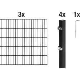 Alberts Doppelstabmattenzaun "Grundset", H/L: 140cm x 6mschwarz, Zaunelemente, H&ouml;he: 80-200 cm, Gesamtl&auml;nge: 4-30 m, zum Einbetonieren