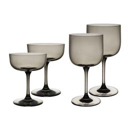 Gl&auml;ser-Set "Wein- und Sektgl&auml;ser Like Glass 4er Set", grau (smoke), B:2cm H:2cm, Glas, LIKE. BY VILLEROY & BOCH, Trinkgef&auml;&szlig;e, Handw&auml;sche wird empfohlen