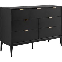 Kommode LEONIQUE "Lavisha", schwarz, B:120cm H:83cm T:40cm, Sideboards, Kommode, FSC-zertifiziertes Holz kombiniert Melamin, verchromten Metallgriffen