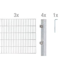 Doppelstabmattenzaun Alberts "Grundset", silberfarben, H:120cm, Stahl, Zaunelemente, H&ouml;he: 80-200 cm, Gesamtl&auml;nge: 4-30 m, zum Einbetonieren
