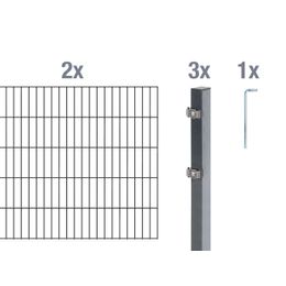 Doppelstabmattenzaun Alberts "Grundset", anthrazit, H:160cm, Stahl, Zaunelemente, H&ouml;he: 80-200 cm, Gesamtl&auml;nge: 4-30 m, zum Einbetonieren
