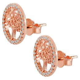 Adelia&acute;s Paar Ohrh&auml;nger ADELIA&acute;S "Ohrringe &ndash; Ohrstecker Lebensbaum aus 925 Silber mit Zirkonia", Damen, Gr. Damen, Silber 925 (Sterlingsilber), gold, Ohrringe, Zum Verschenken &ndash; passend f&uuml;r viele Anl&auml;sse