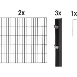 Doppelstabmattenzaun Alberts "Grundset", schwarz, H:80cm, Stahl, Zaunelemente, H&ouml;he: 80-200 cm, Gesamtl&auml;nge: 4-30 m, zum Einbetonieren