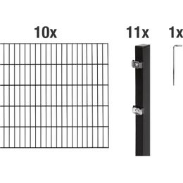 Doppelstabmattenzaun Alberts "Grundset", schwarz, H:120cm, Stahl, Zaunelemente, H&ouml;he: 80-200 cm, Gesamtl&auml;nge: 4-30 m, zum Einbetonieren