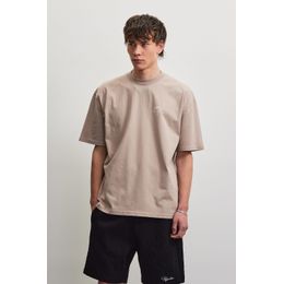 Rundhalsshirt Pegador "TRAVNIK OVERSIZED TEE", Jungen, Gr. L, washed warm taupe, Single Jersey, Obermaterial: 100% Baumwolle, bedruckt, oversize normal, Rundhals, gerader Abschluss, Shirts Rundhalsshirt