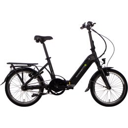 E-Bike SAXONETTE "Compact Premium Plus" Gr. 33, schwarz (schwarz matt, schwarz), Elektrofahrr&auml;der, 33cm, 20 Zoll (50,80cm), Pedelec, Elektrofahrrad f&uuml;r Damen u. Herren