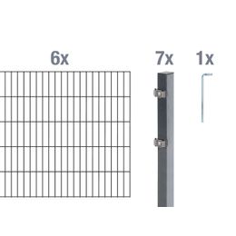 Doppelstabmattenzaun Alberts "Grundset", anthrazit, H:180cm, Stahl, Zaunelemente, H&ouml;he: 80-200 cm, Gesamtl&auml;nge: 4-30 m, zum Einbetonieren