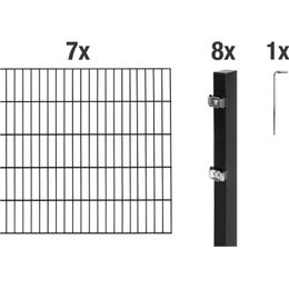 Doppelstabmattenzaun Alberts "Grundset", schwarz, H:120cm, Stahl, Zaunelemente, H&ouml;he: 80-200 cm, Gesamtl&auml;nge: 4-30 m, zum Einbetonieren