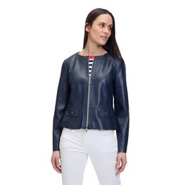Jackenblazer Betty Barclay "Damen mit Rei&szlig;verschluss", Damen, Gr. 40, blau (dunkelblau), Obermaterial: 100% Polyurethan, 100% Polyester, sehr schmal normal, Rundhals, Blazer, Material