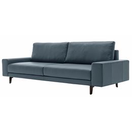 3-Sitzer "CR.450, Designsofa, Loungesofa", blau (blaugrau 534, 73), B:220cm H:85cm T:95cm, NaturLEDER OSKAR (echtes Rindsleder);Flachgewebe VICTORIA (41% Polyacryl 38% Polyester 21% Baumwolle), CREATION BY ROLF BENZ, Sofas, Armlehne breit niedrig, Alugussf&uuml;&szlig;e in umbragrau, Breite 220 cm