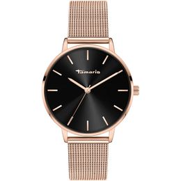 Quarzuhr Tamaris "TT-0003-MQ", goldfarben, schwarz, Armbanduhren, Damen, Quarzuhr, Armbanduhr, Damenuhr, Edelstahlarmband, analog