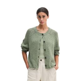 Marc O'Polo Cardigan MARC O'POLO "aus Heavy Cotton Slub-Garn", Damen, Gr. S, gr&uuml;n (fresh sage), Obermaterial: 75% Baumwolle, 25% Polyester, unifarben, loose fit, Rundhals, Strickjacken