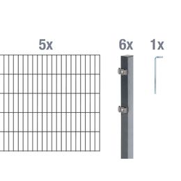 Doppelstabmattenzaun Alberts "Grundset", anthrazit, H:180cm, Stahl, Zaunelemente, H&ouml;he: 80-200 cm, Gesamtl&auml;nge: 4-30 m, zum Einbetonieren