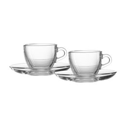 Ritzenhoff & Breker Tasse RITZENHOFF & BREKER "Espresso-Set Barista 80 ml 2er Set transparent", bunt (transparent), B:12,5cm H:9cm, Glas, Trinkgef&auml;&szlig;e, Tasse, Sp&uuml;lmaschinenfest